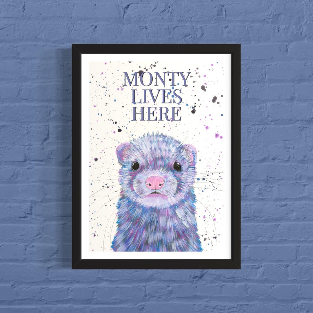 Personalised Ferret Art Print: Custom Name Nursery Decor - Etsy
