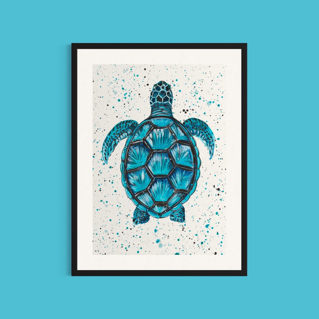 Sea Turtle Art Print ‘orla’, Beach Decor, Seaside Painting, Animal Wall ...
