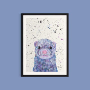 Ferret Art Print, ‘daisy’, Ferret Owners Gift, Animal Painting, Quirky ...