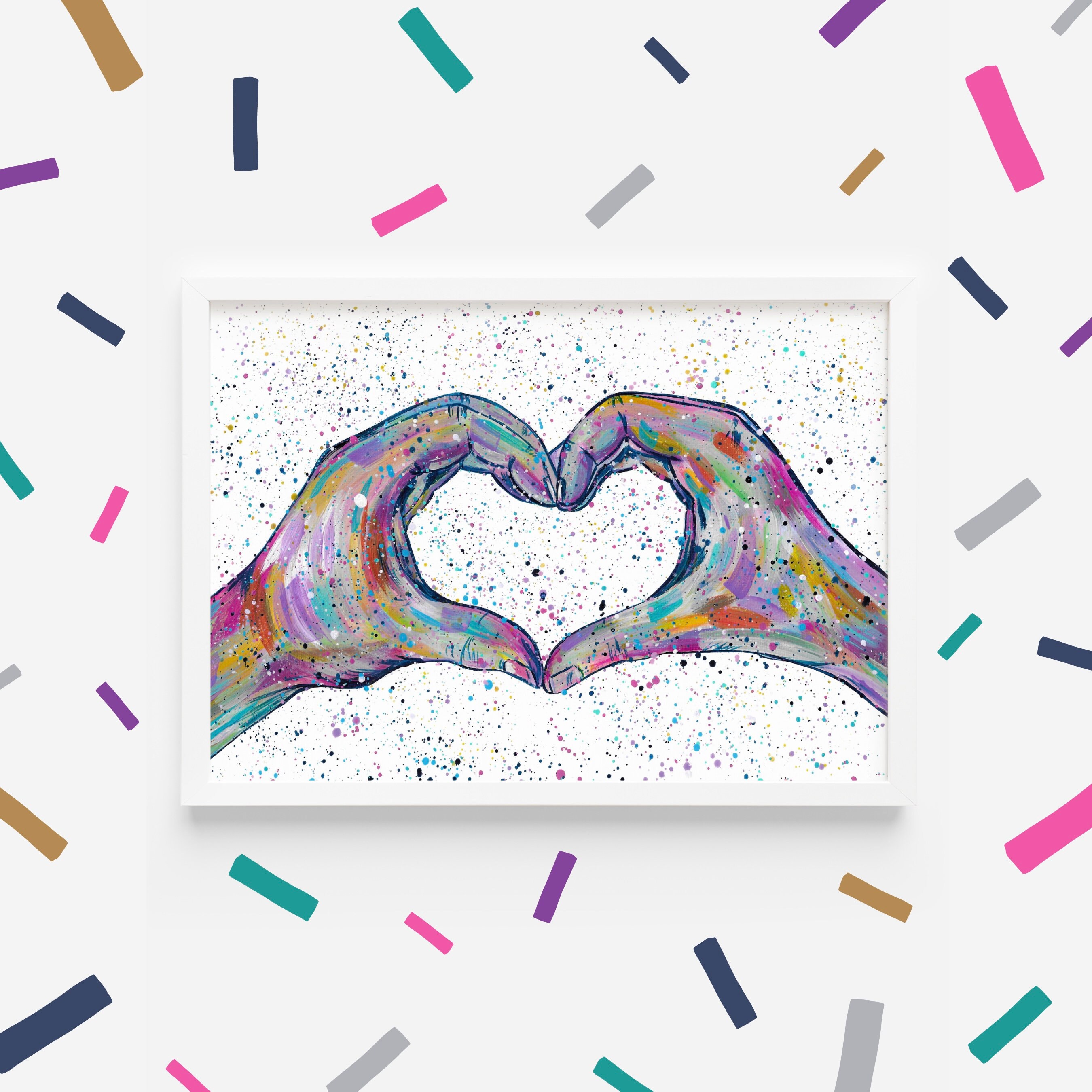 Love Heart Art Print ‘Love Heart Hands’, Original Design by Emma LC ...