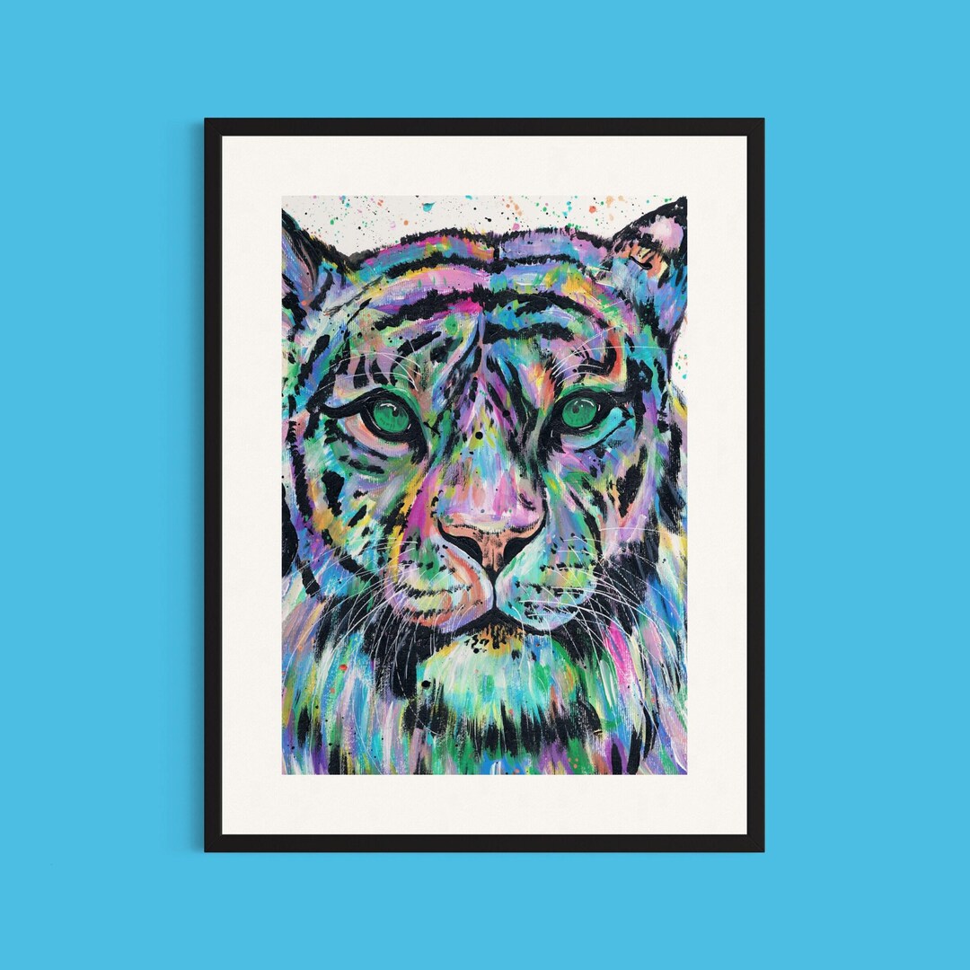 Colorful Tiger Art Print: 'raja' Wild Animal Painting - Etsy