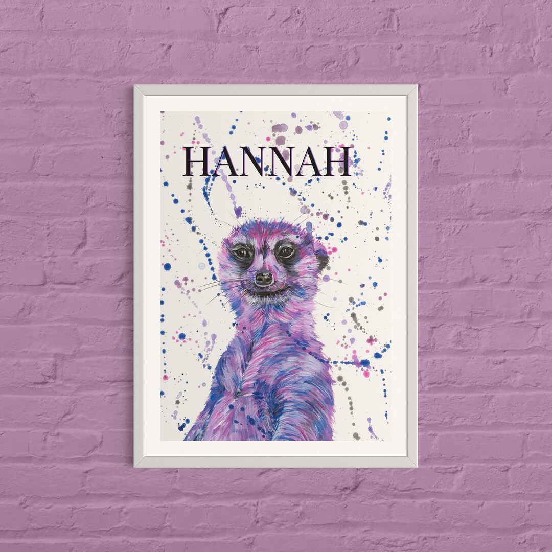 Personalised Meerkat Art Print, Room Sign, Meerkat Painting, Colourful ...