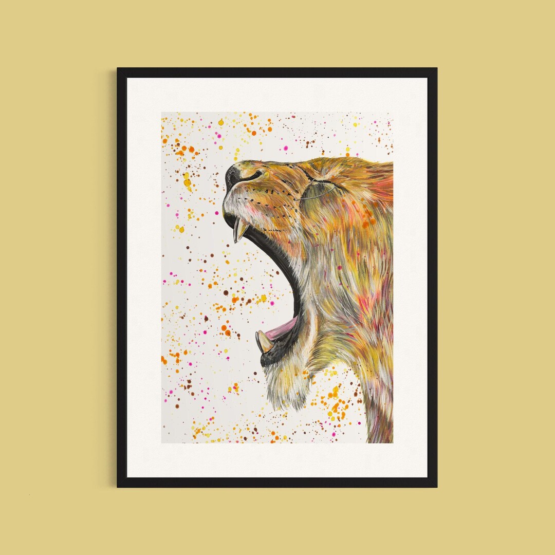 Roaring Lioness Art Print: Colorful Safari Animal Decor - Etsy
