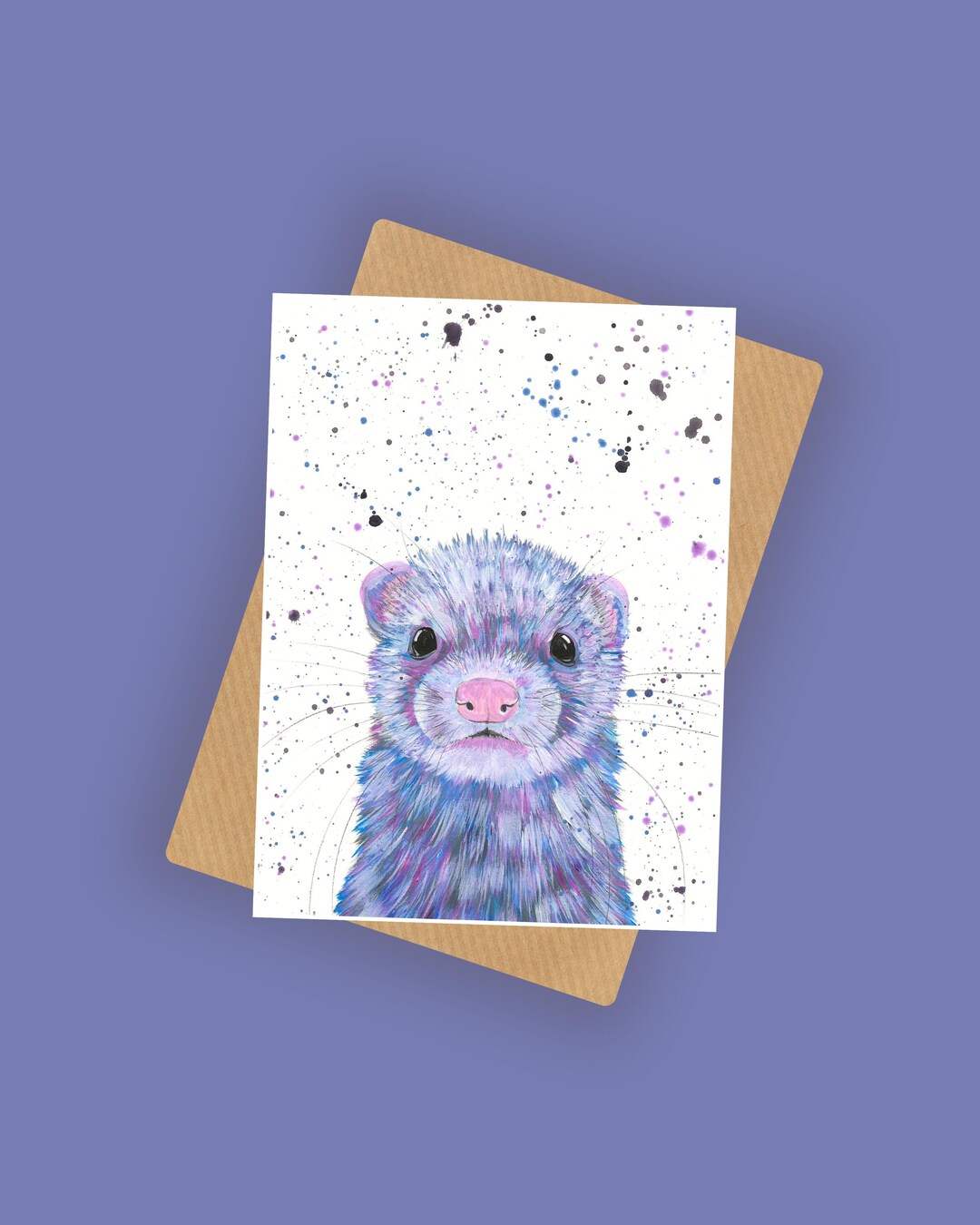 Ferret Card, Cute Animal Greetings Card, Blank Card, Birthday Card ...