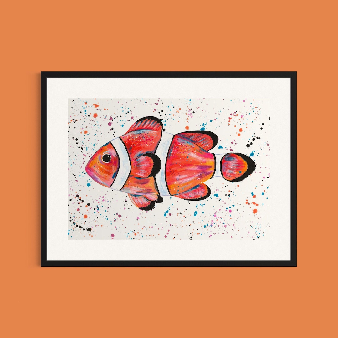 Clown Fish Art Print ‘mavis’, Fish Painting, Home Decor, Sealife Wall ...