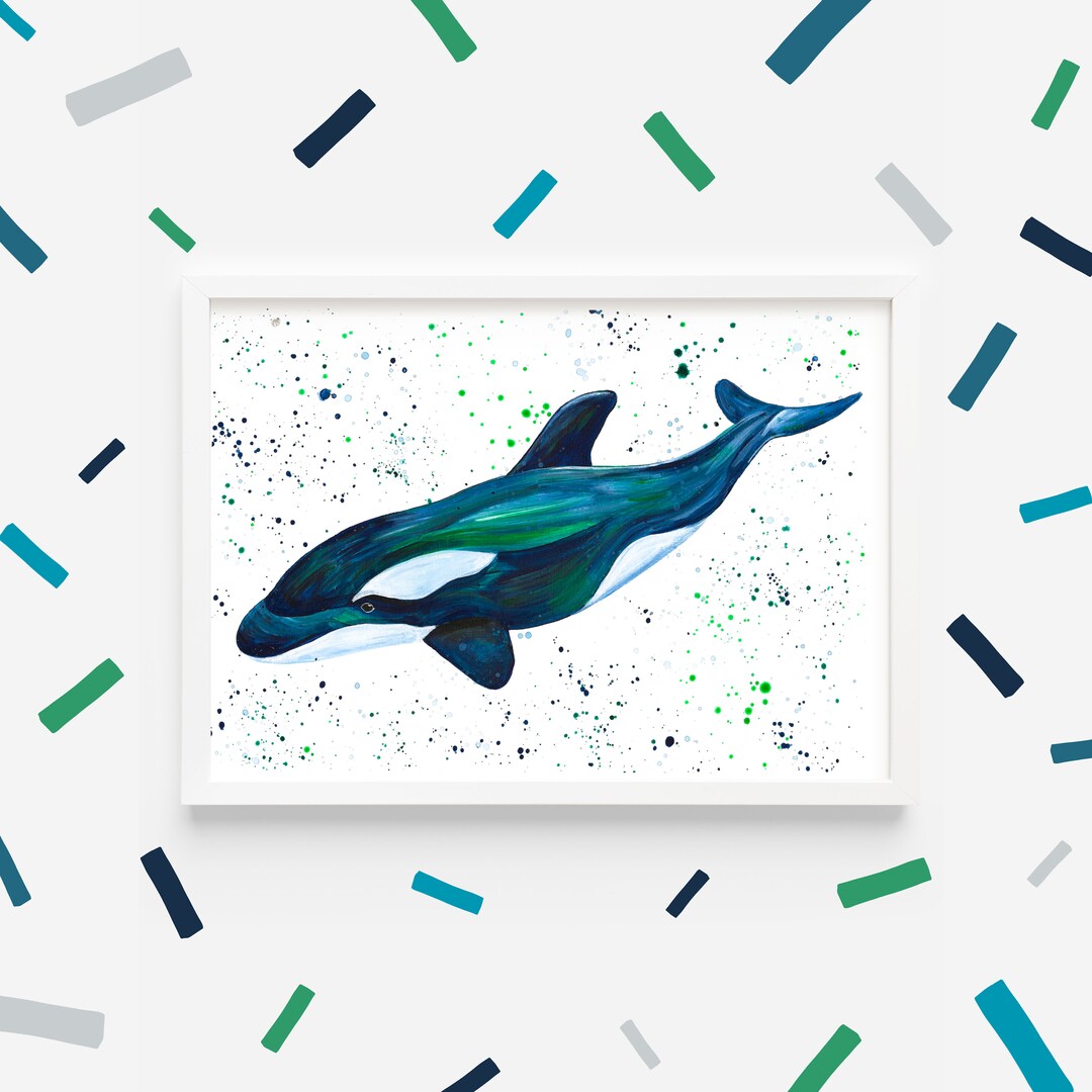 Killer Whale Art Print, Orca Whale Painting, Sea Life Pictures, Whale ...