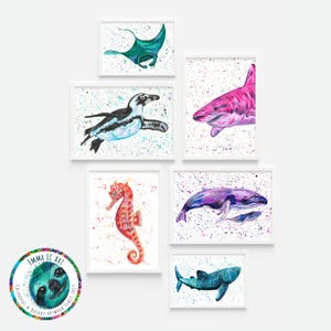 Swimming Penguin Art Print ‘jonah’, Penguin Painting, Animal Wall Art ...