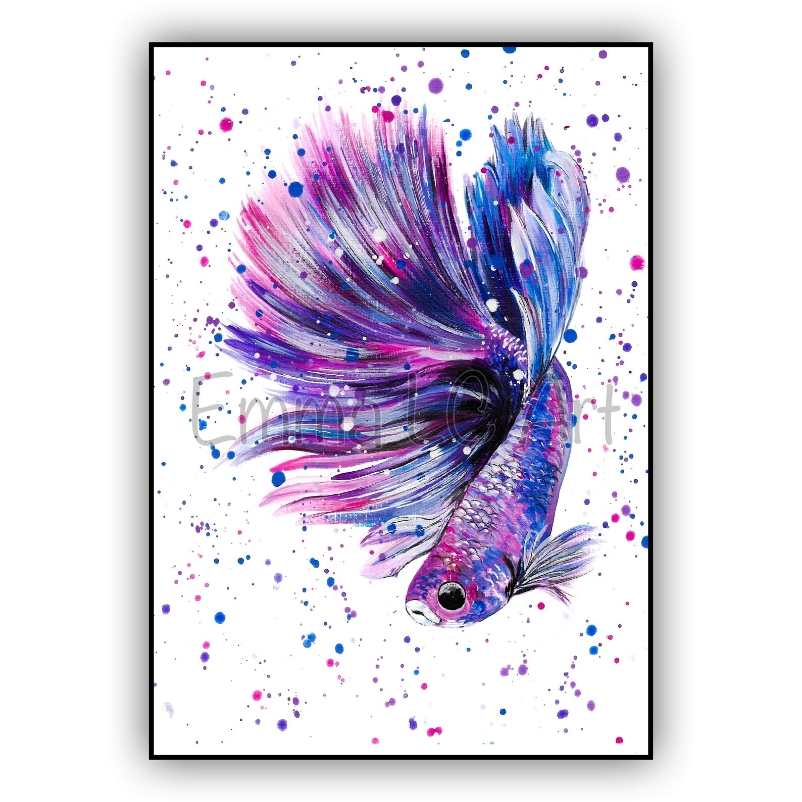 Betta Fish Art Print aria Fighter Fish Painting From an | Etsy