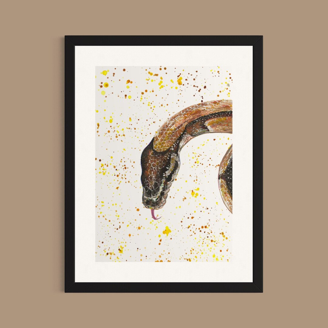 Python Snake Art Print ‘noodles’, Serpentine Painting, Reptile Art ...