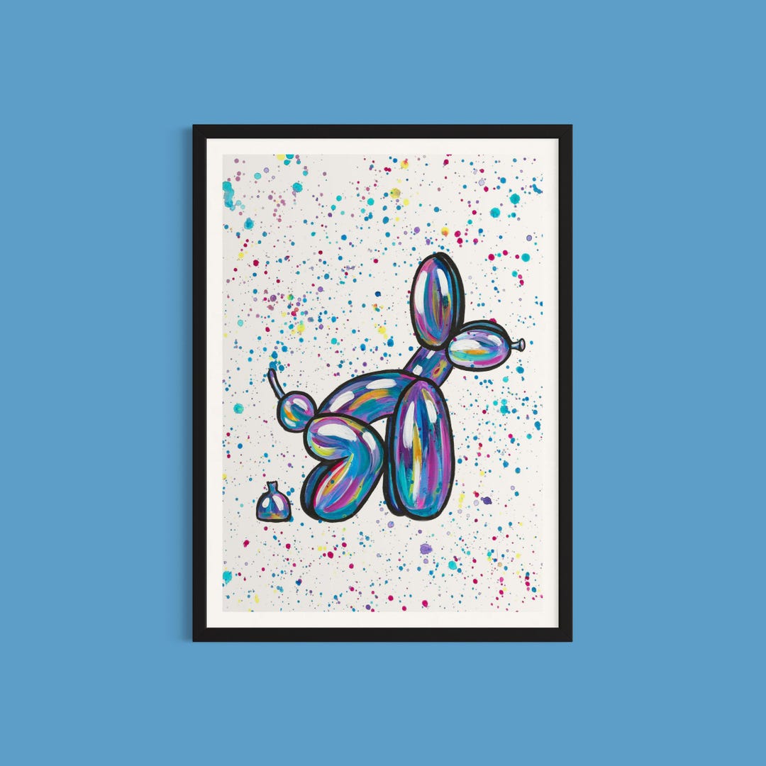 Balloon Dog Pooping Art Print, Retro Decor, Quirky Wall Art, Home Decor ...