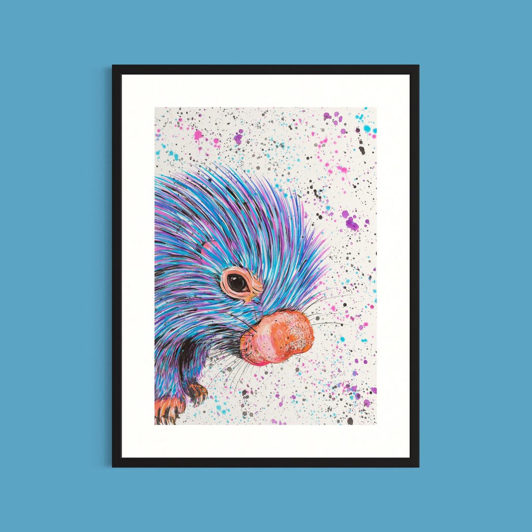 Porcupine Art Print ‘perry’, Porcupine Painting, Colourful Animal Art ...