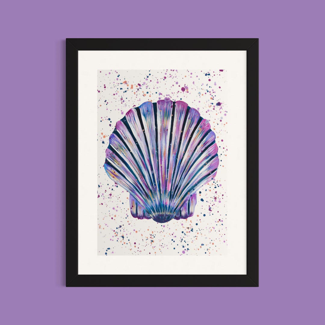 Scallop Shell Art Print, Beachside Pictures, Bathroom Wall Art, Seaside ...