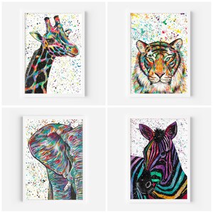 Rainbow Animal Prints, Jungle Art, Safari Decor, Nursery Prints ...