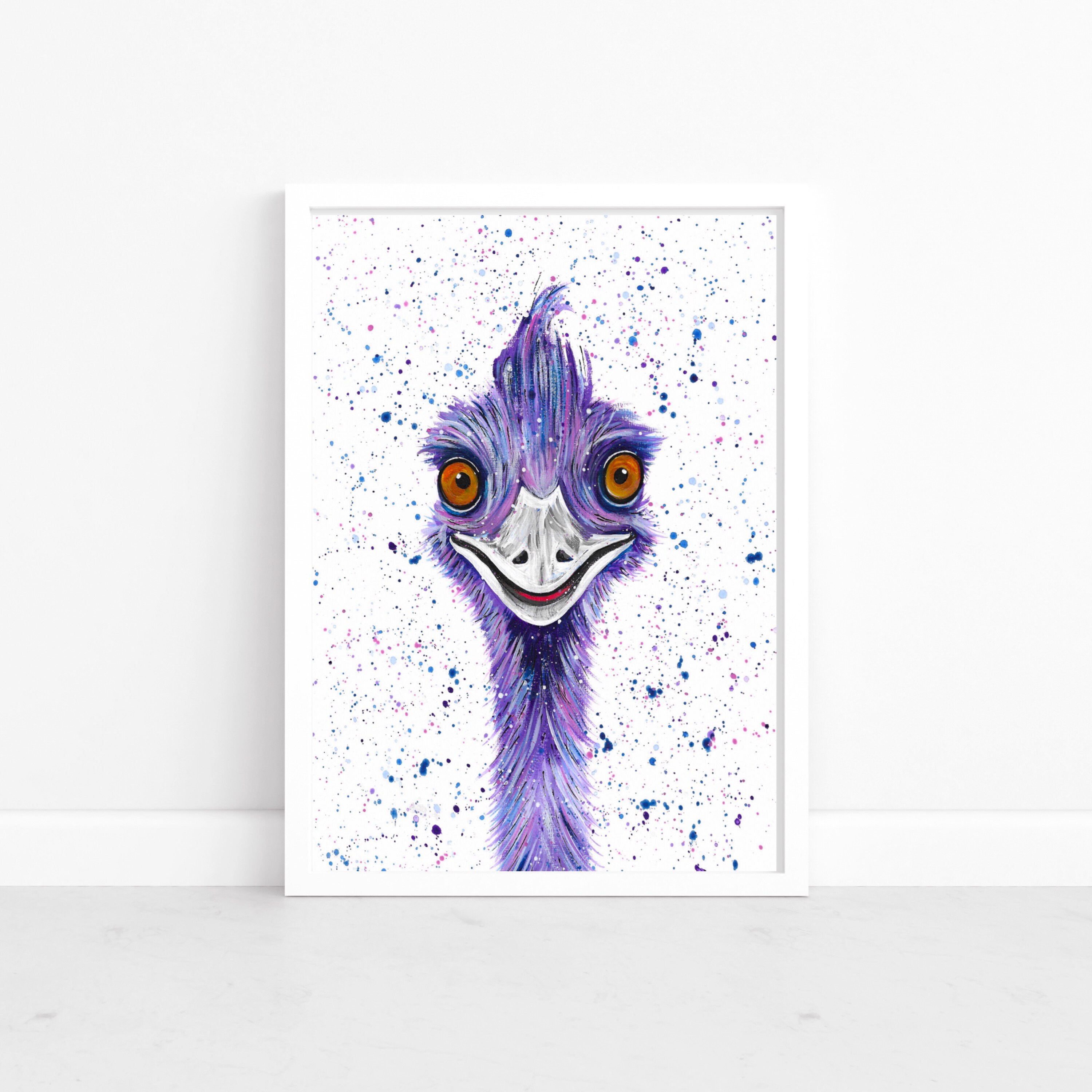 Emu Art Print Gerald Emu Painting Purple Emu Animal - Etsy.de