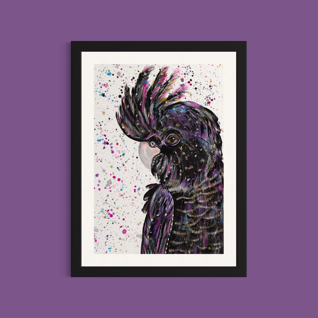 Black Cockatoo Print bindi, Australian Bird Painting, Wall Art Print ...