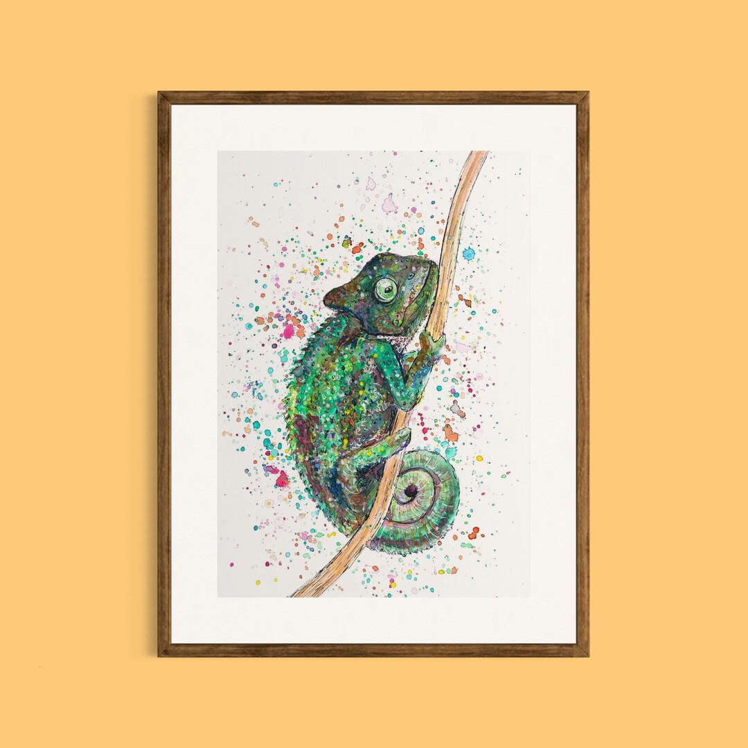 Chameleon Art Print ‘gary’, Chameleon Painting, Wall Art, Home Decor ...