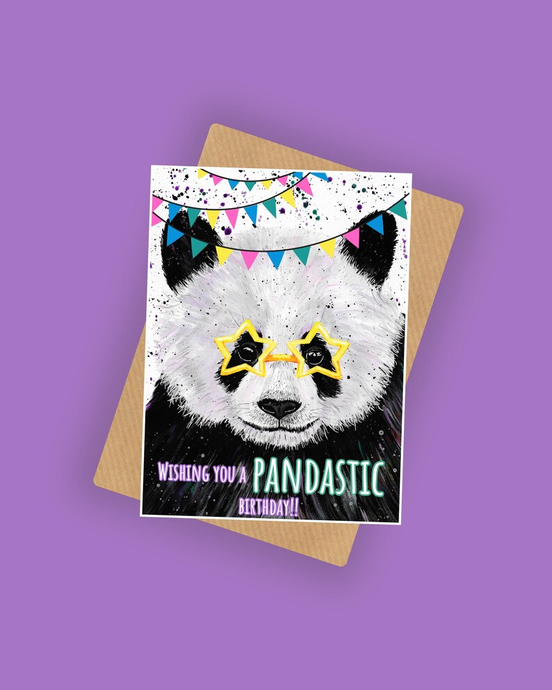 Panda Birthday Card, Funny Animal Art Greeting Card - Etsy