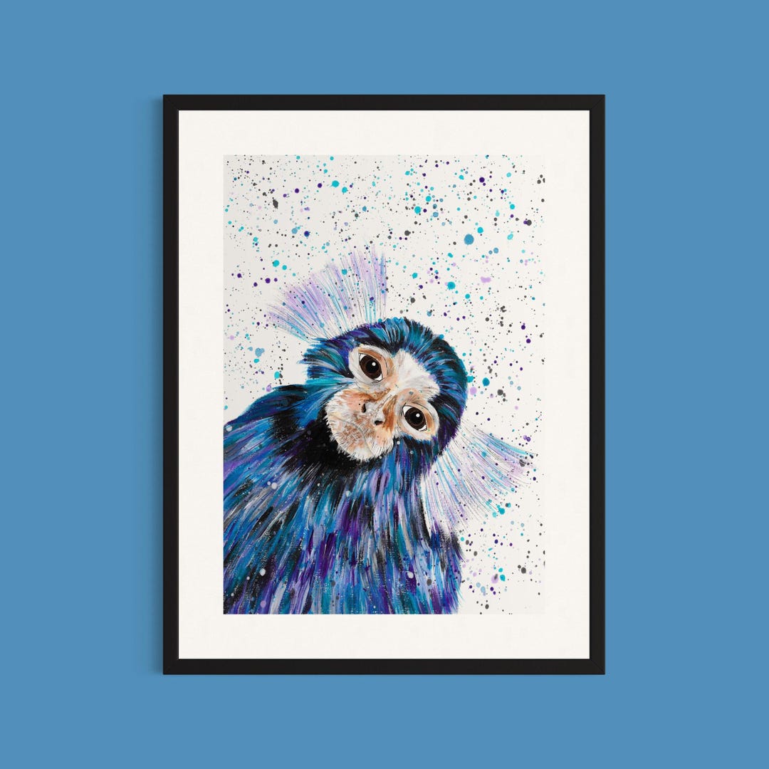Marmoset Monkey Art Print ‘ricky’, Wall Art for Kids Rooms, Cute ...