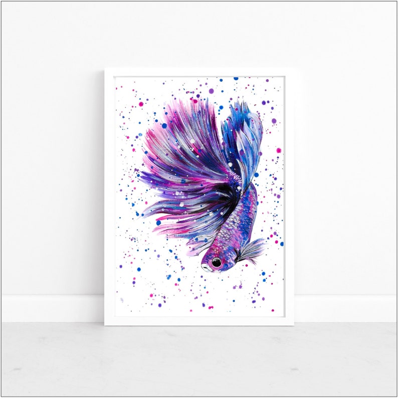Betta Fish Art Print aria Fighter Fish Painting Wall Art - Etsy UK