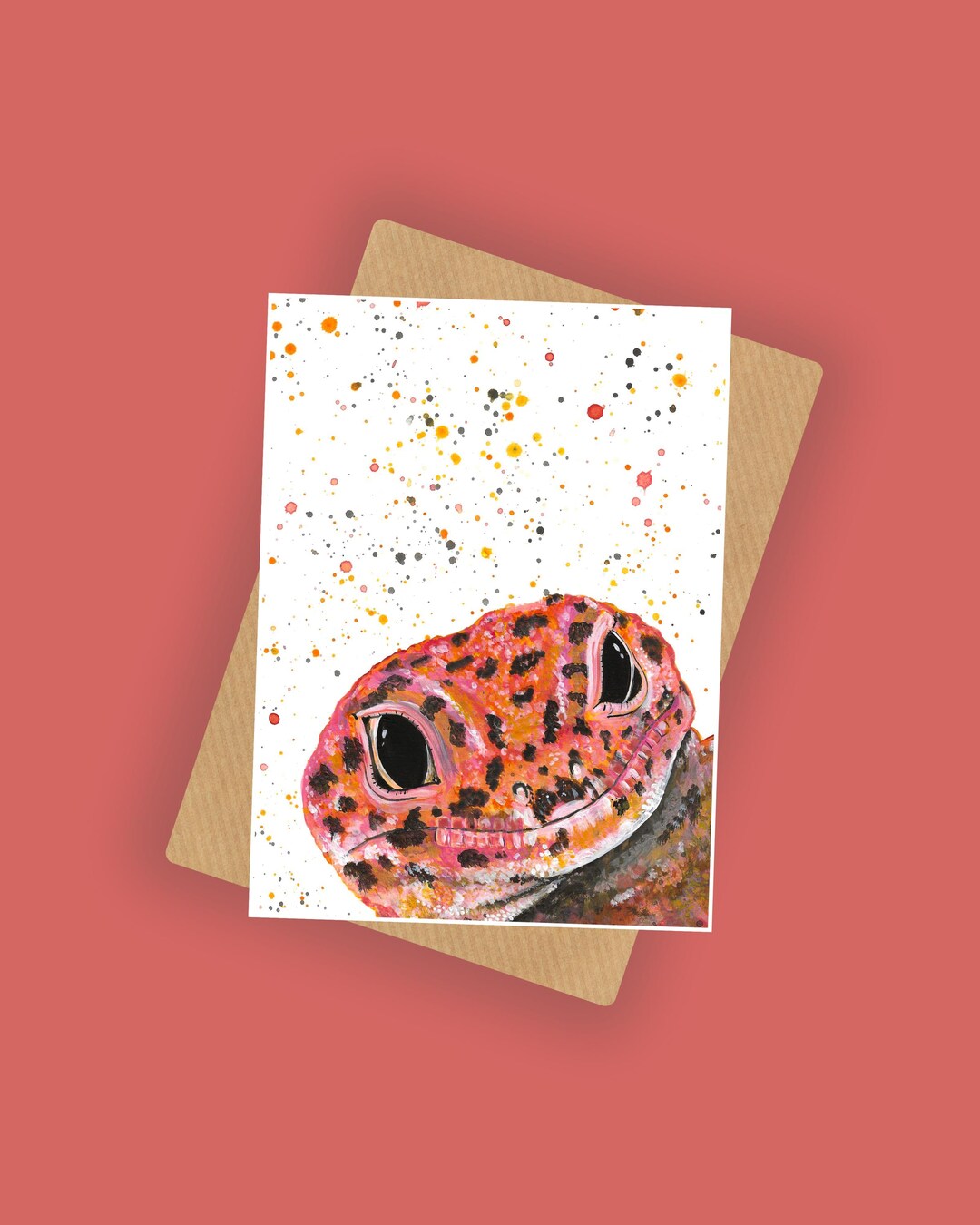 Leopard Gecko ‘leo’ Greeting Card, A6 10x15cm Blank Animal Card ...