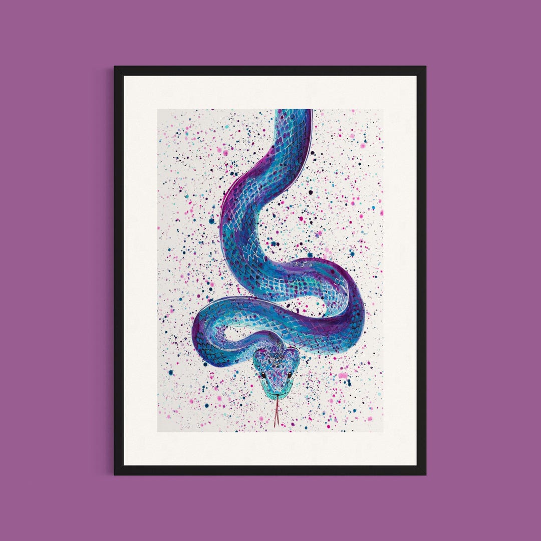 Snake Art Print ‘dora’, Serpentine Painting, Reptile Poster, Pet Owner ...
