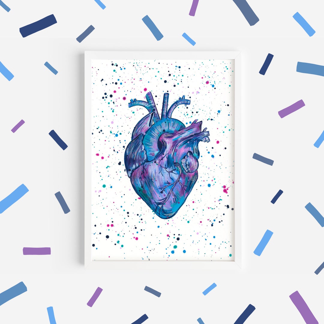Impresión anatómica del arte del corazón, pintura del corazón, arte ...