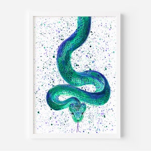 Snake Art Print dora Serpentine Painting Reptile Art - Etsy