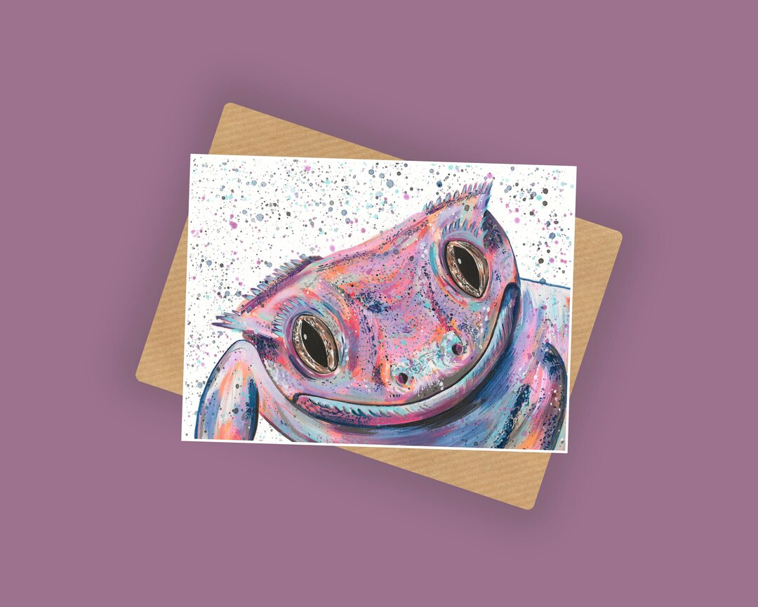 Crested Gecko 'mabel' Art Greeting Card: Reptile Birthday Card (A6) - Etsy