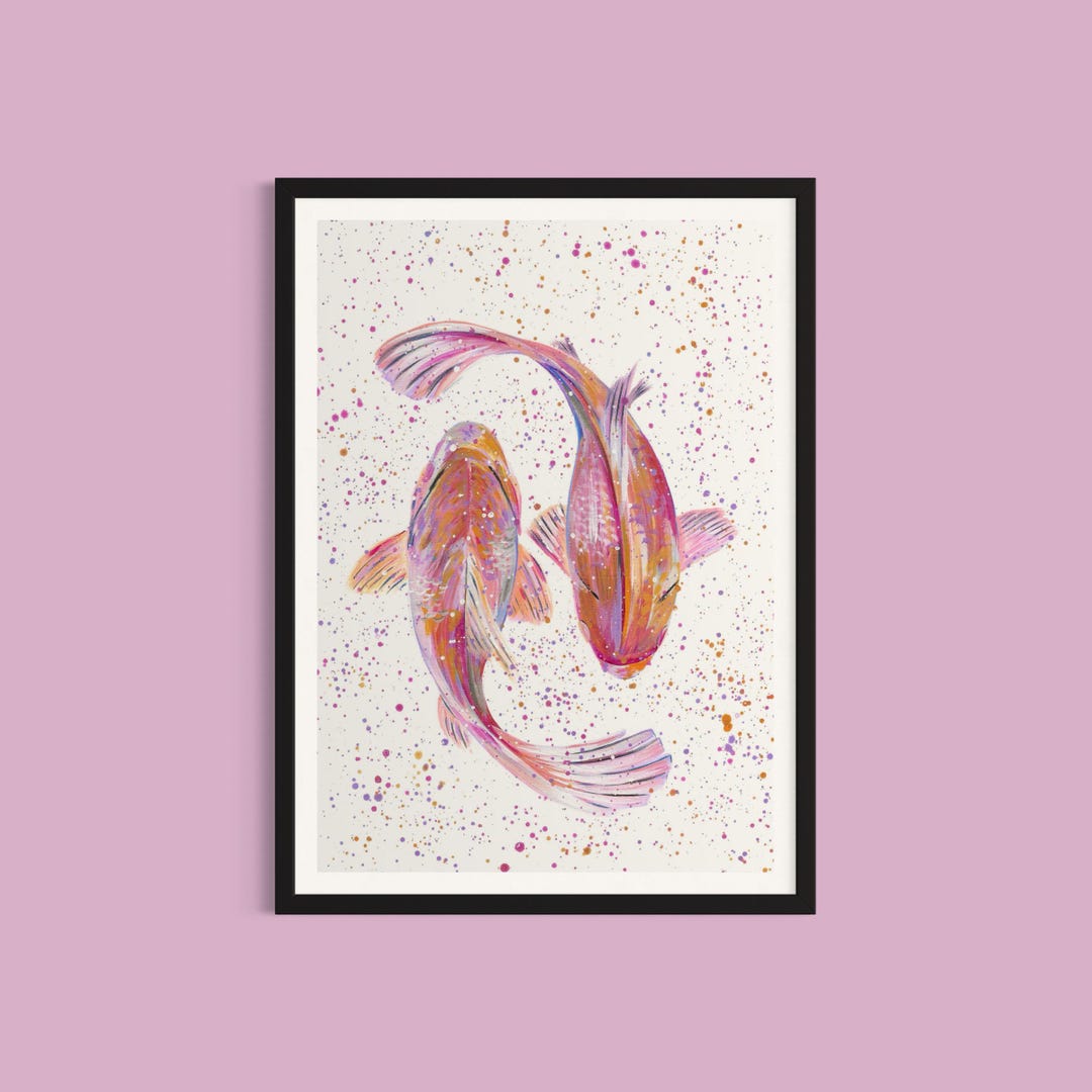 Koi Fish Art Print, Fish Painting, Wall Art, Home Decor, Colourful ...