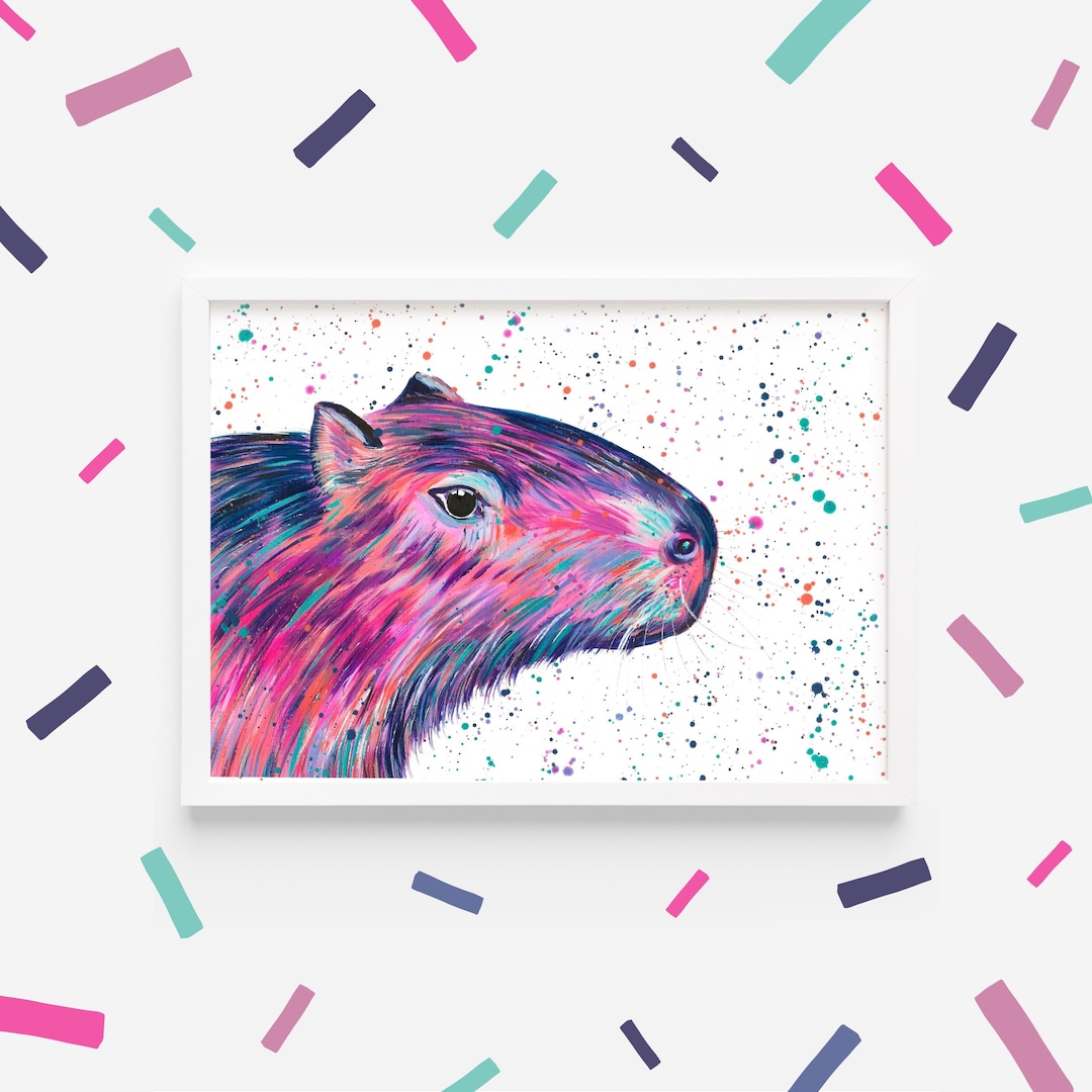 Capybara Art Print cassie, Capybara Painting, Colourful Animal Art ...
