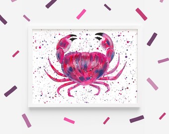 Crab Painting Nautical Prints Sea Life - Etsy