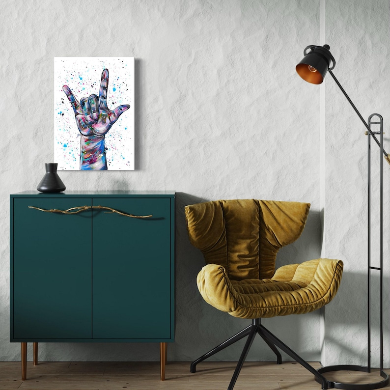 I Love You Sign Language Art Print: BSL ASL Acrylic Painting - Etsy UK