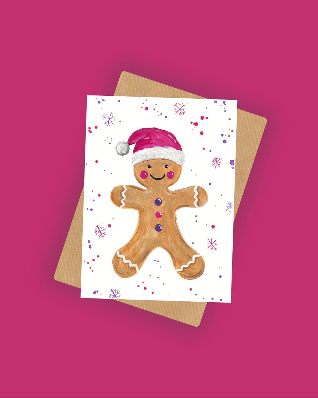 Gingerbread Man Christmas Card, Card for Kids - Etsy