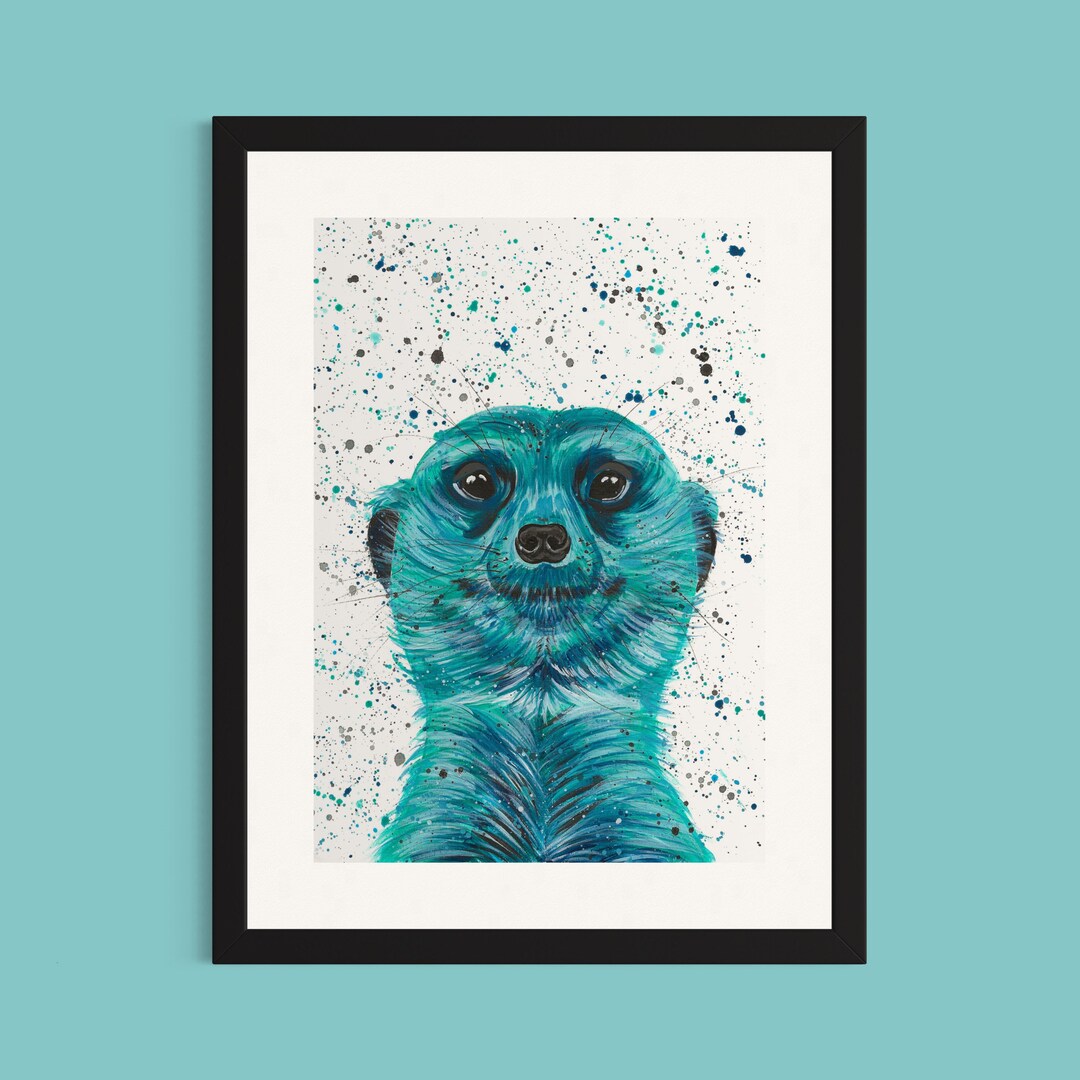 Meerkat Art Print derek, Meerkat Painting, Funny Animal Art, Nursery ...