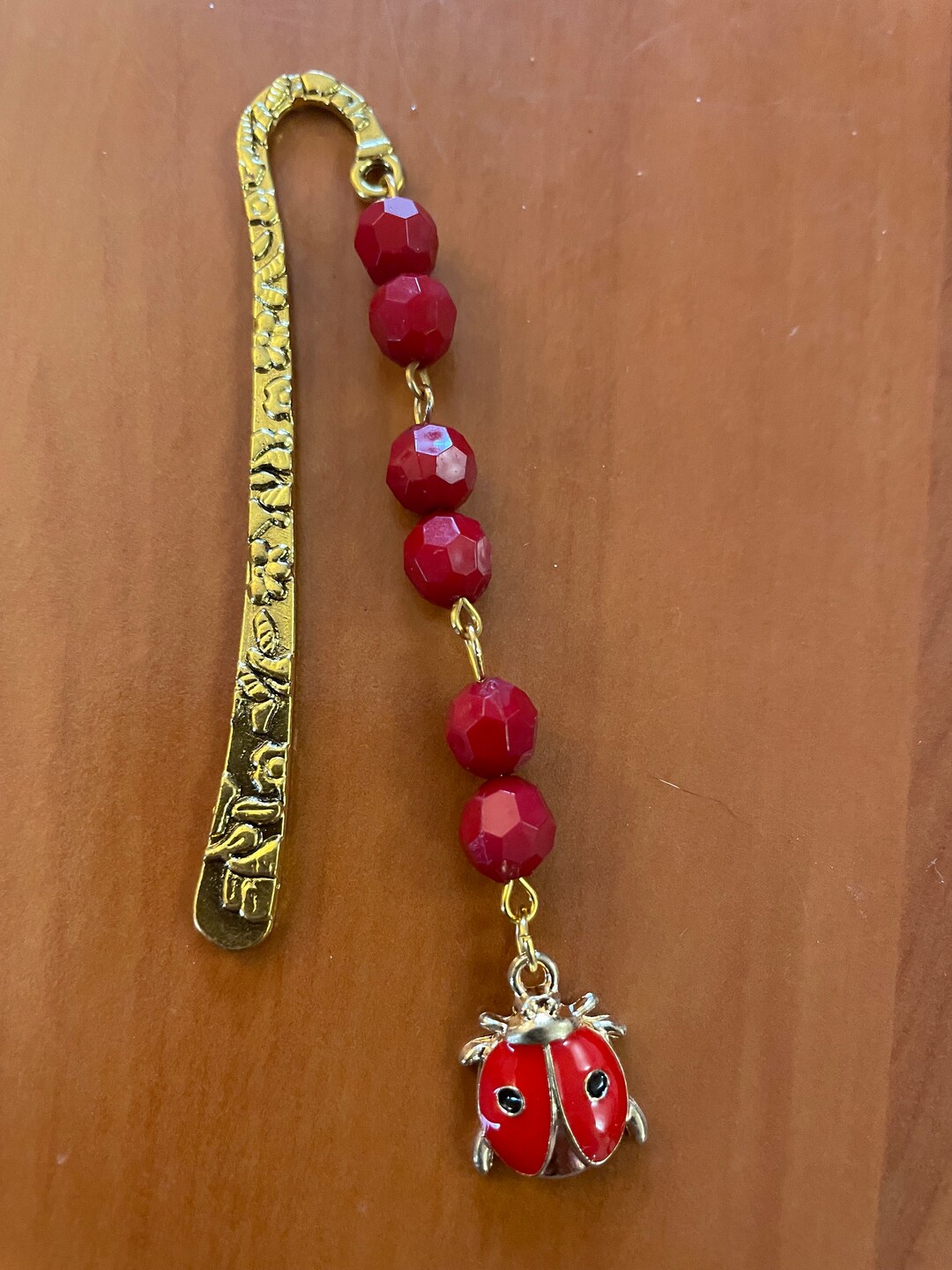 Gold and Red Bookmark With Enameled Lucky Ladybug - Etsy