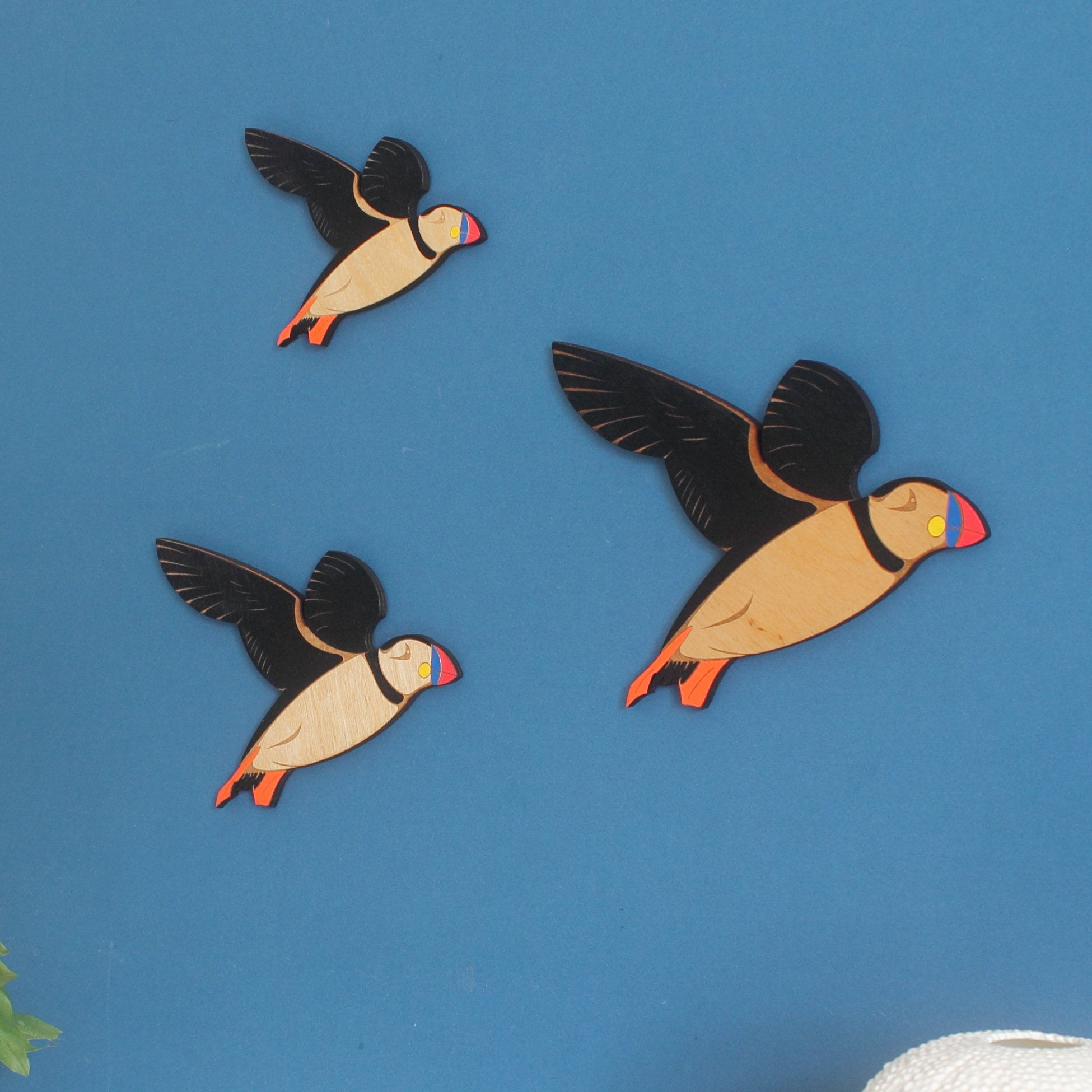 Flying Wooden Puffins - Wall Decor Hangings - Etsy