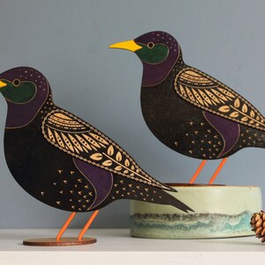 Standing Wooden Starling Decoration Ornament - Etsy