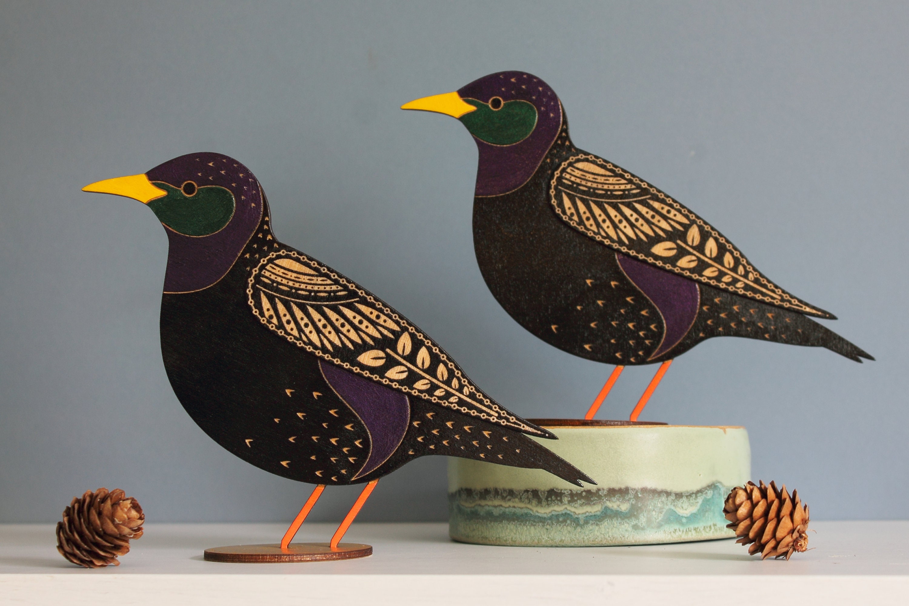 Standing Wooden Starling Decoration Ornament - Etsy
