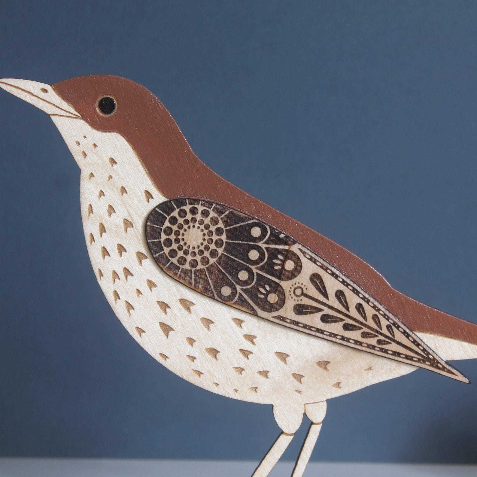 Standing Wooden Mistle Thrush Decoration Ornament - Etsy UK