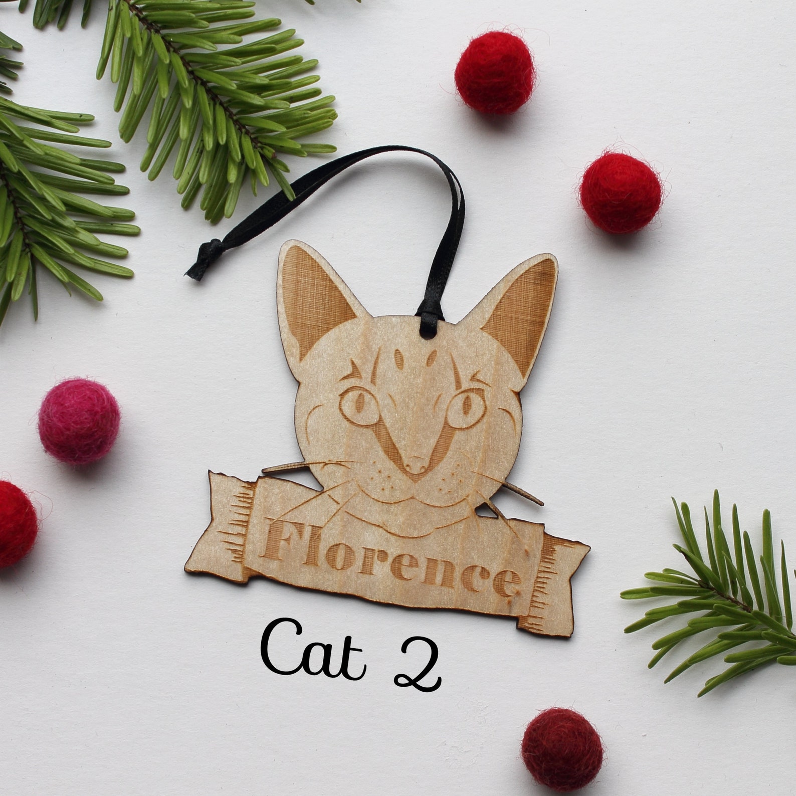 Personalised Christmas Cat Decoration | Etsy