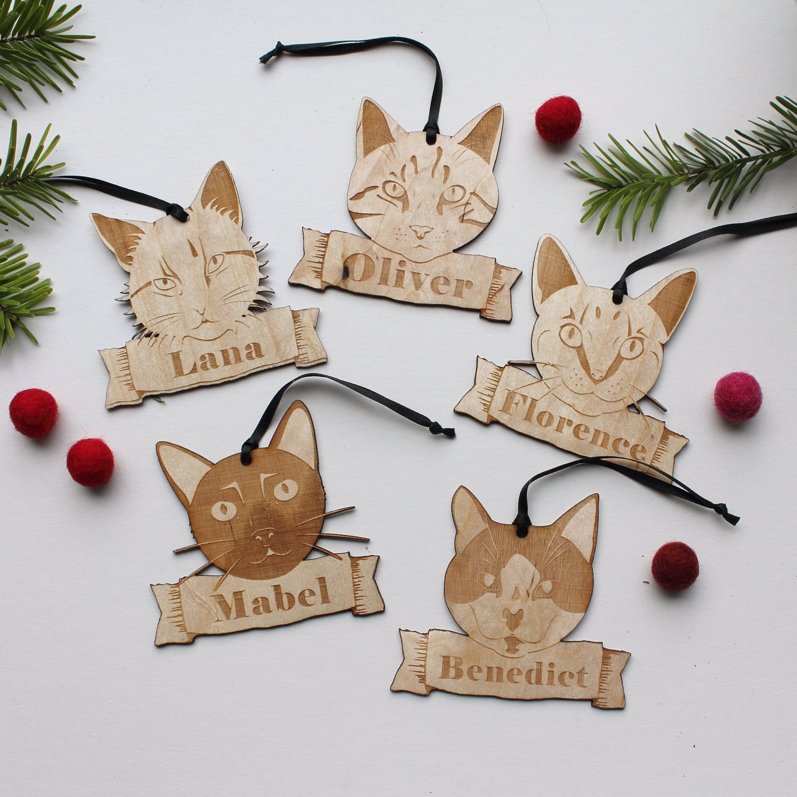 Personalised Christmas Cat Decoration | Etsy