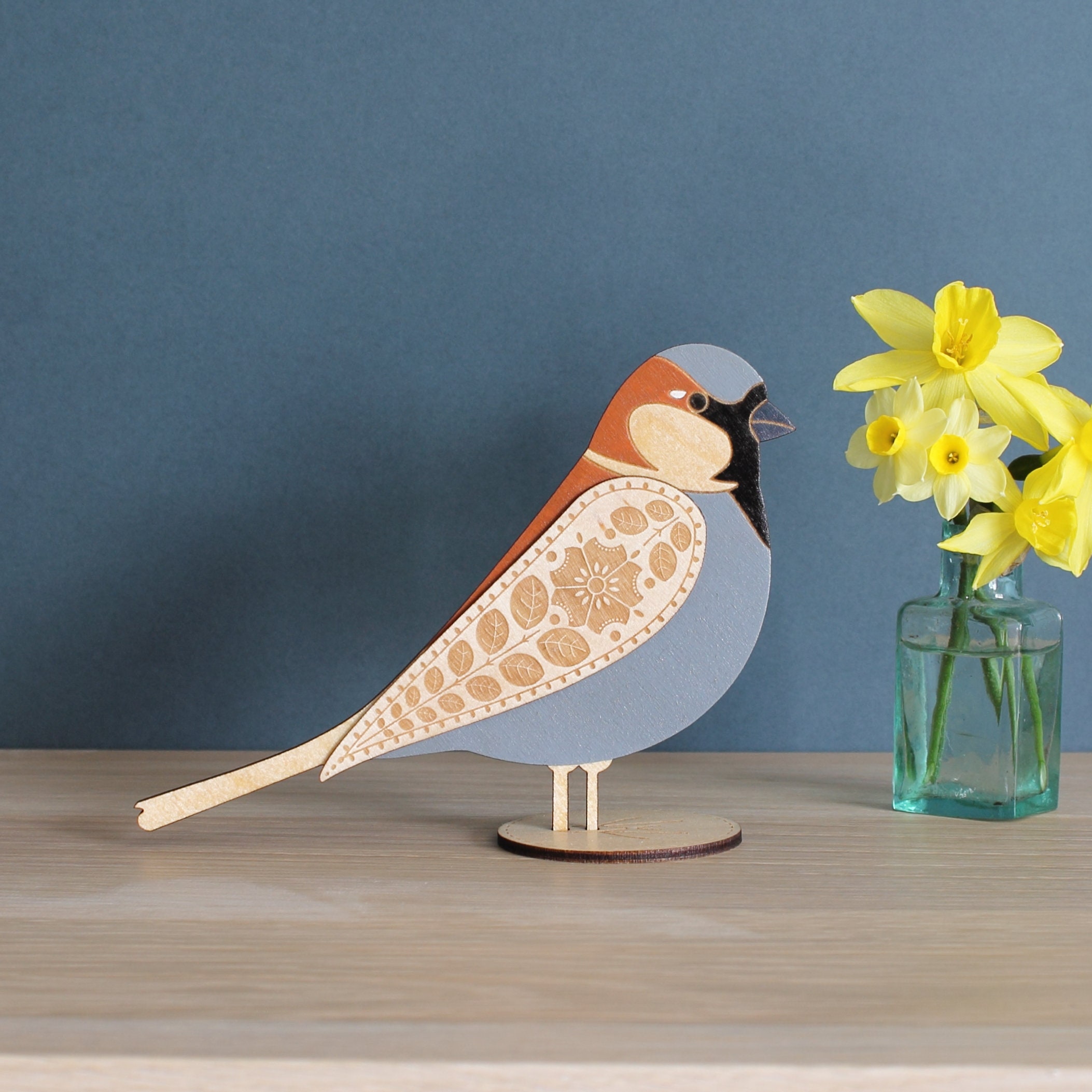 Standing Wooden House Sparrow Decoration Laser Cut and Hand - Etsy