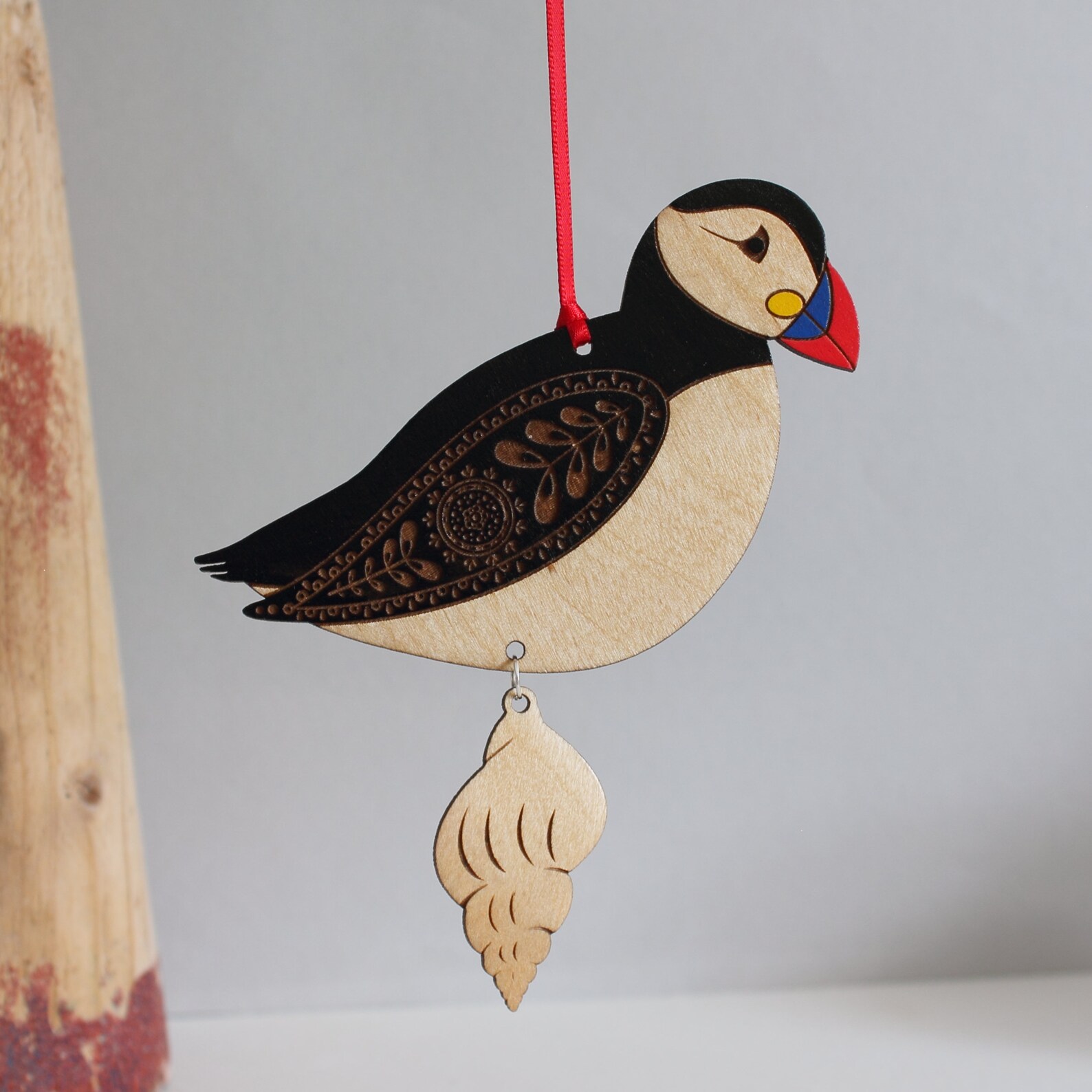 Hanging Wooden Atlantic Puffin Decoration - Hand Painted - Etsy