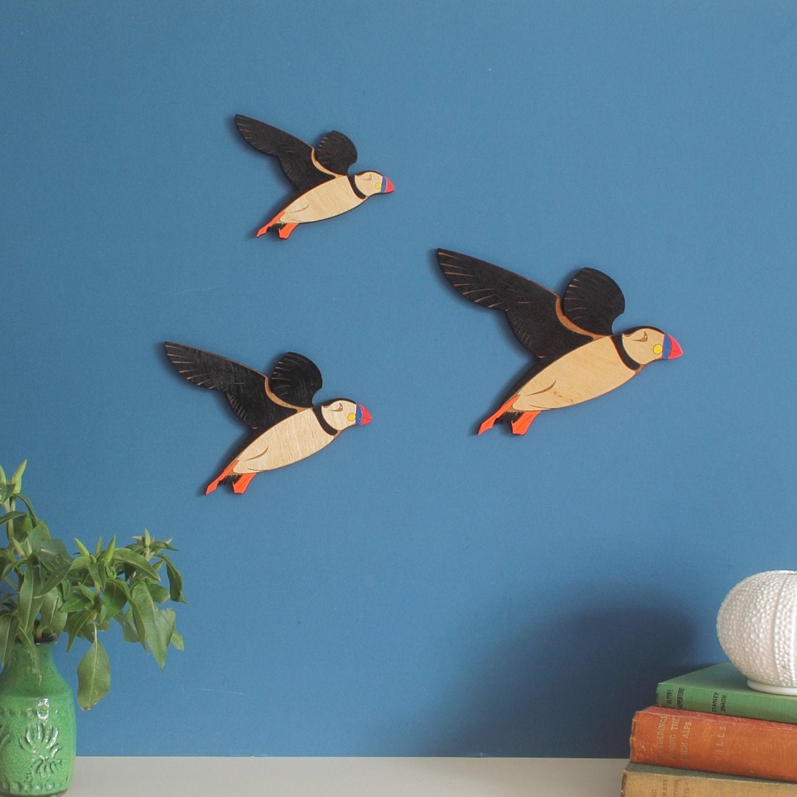 Flying Wooden Puffins - Wall Decor Hangings - Etsy