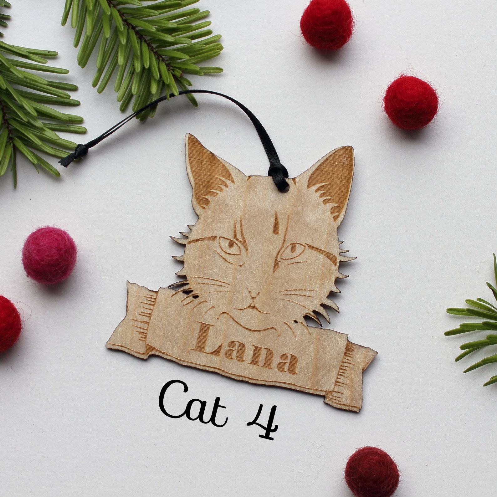 Personalised Christmas Cat Decoration | Etsy