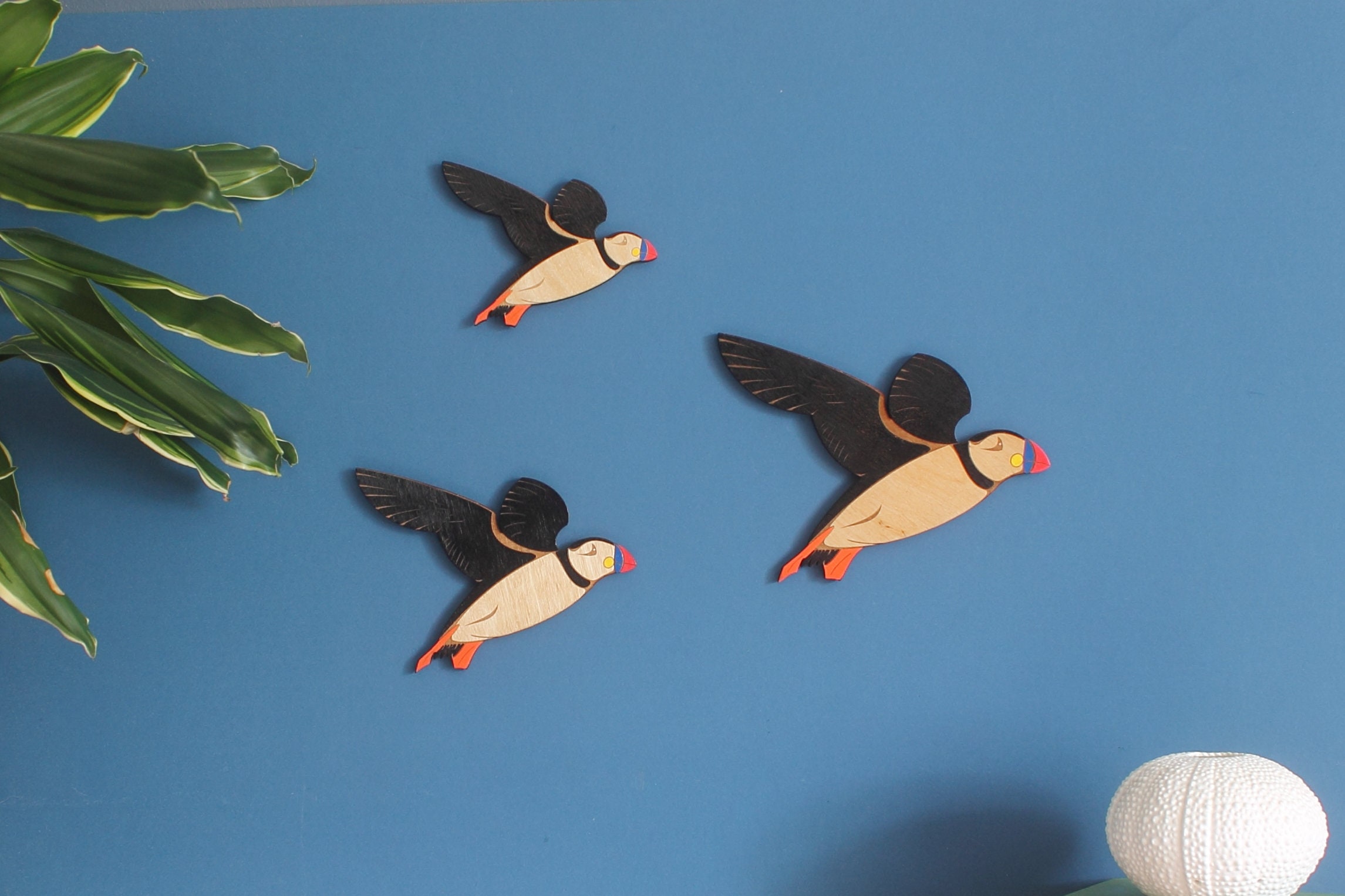 Flying Wooden Puffins - Wall Decor Hangings - Etsy