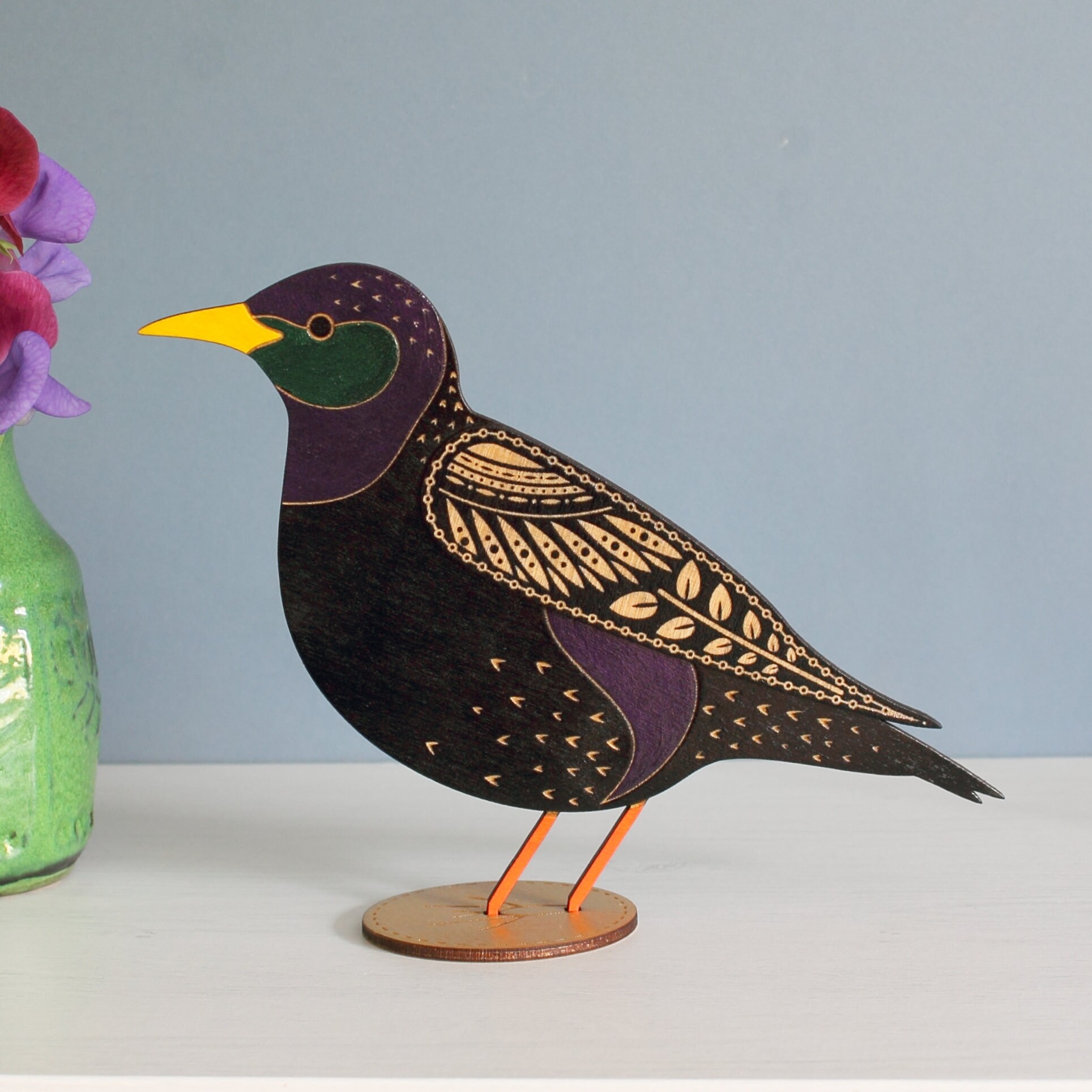 Standing Wooden Starling Decoration Ornament - Etsy
