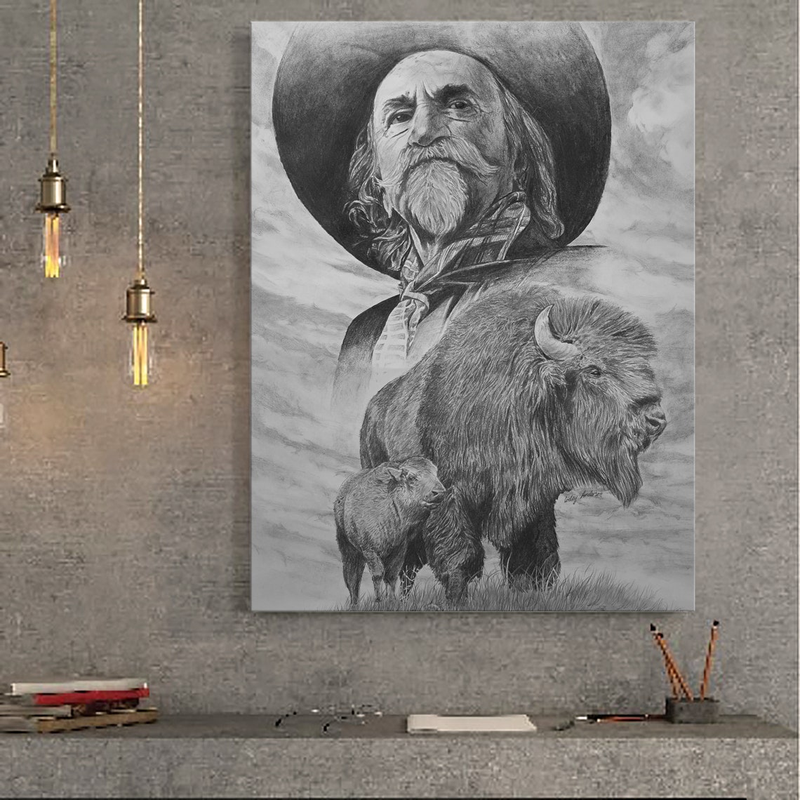 Wild Bill Cody, Buffalo Bill, Hand Drawn Charcoal Digital Download ...