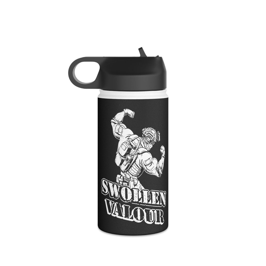Stainless Steel Gym Water Bottle, 'swollen Valour' Funny Military ...