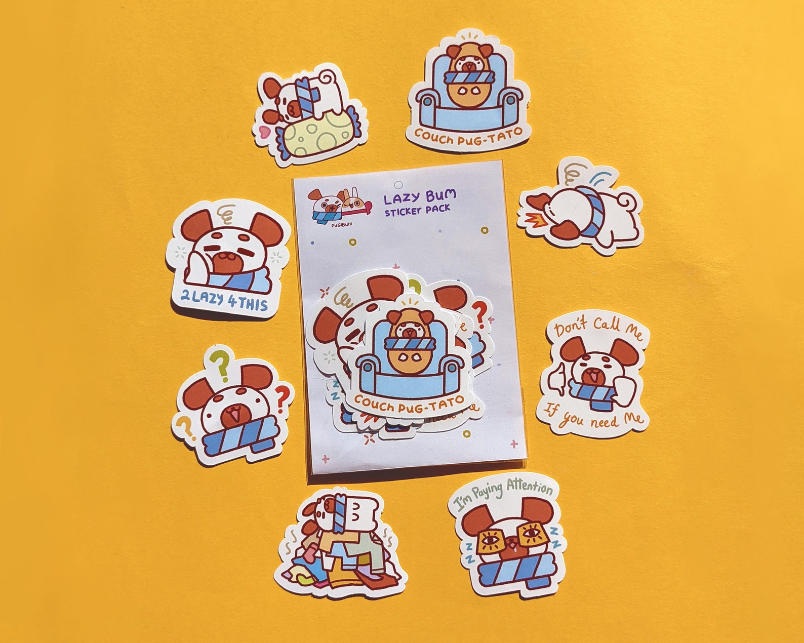 Lazy Bum Sticker Pack 8pcs Waterproof Diecut Sticker/ - Etsy